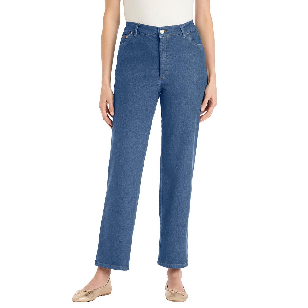 Woman Within Plus Size Stretch Denim Wide-Leg Five-Pocket Jeans