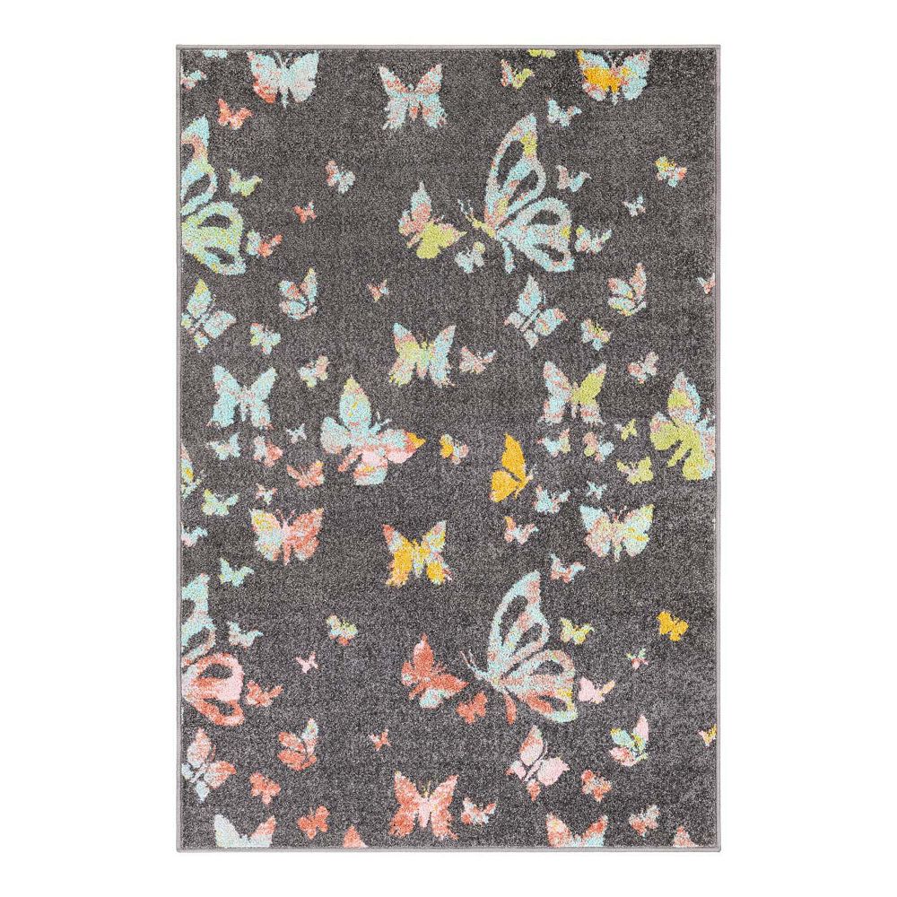 Unique Loom Butterflies Whimsy Kids Throw or Area Rug