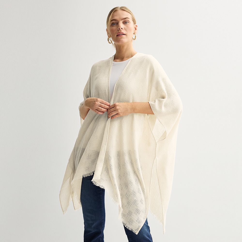 Women's Nine West Box Weave Solid Ruana