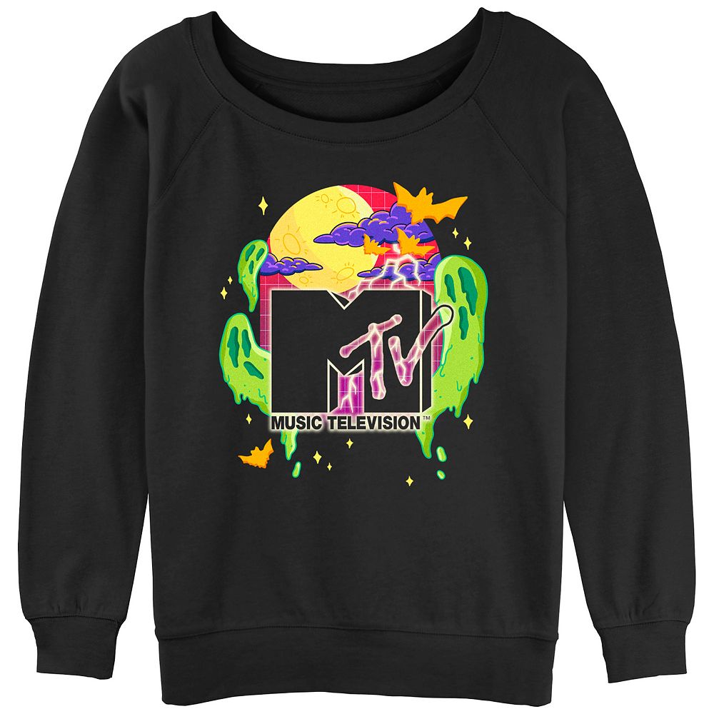 Juniors' MTV Spooky Background Graphic Pullover