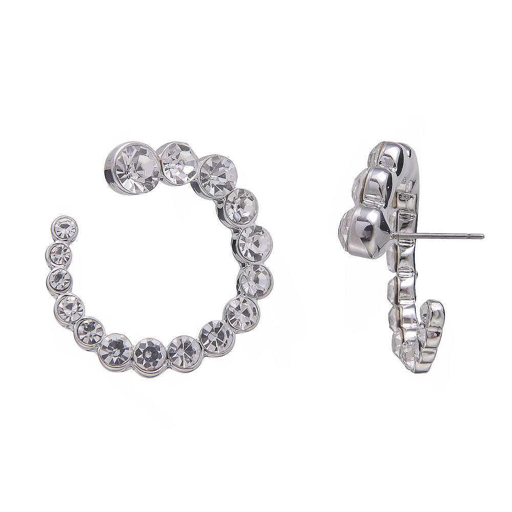 Emberly Silver Tone Stone Circle Post Earrings