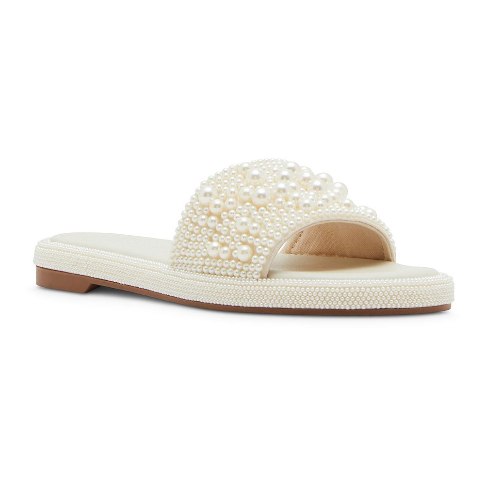 madden girl Amorre Women's Embellished Pearl Slides