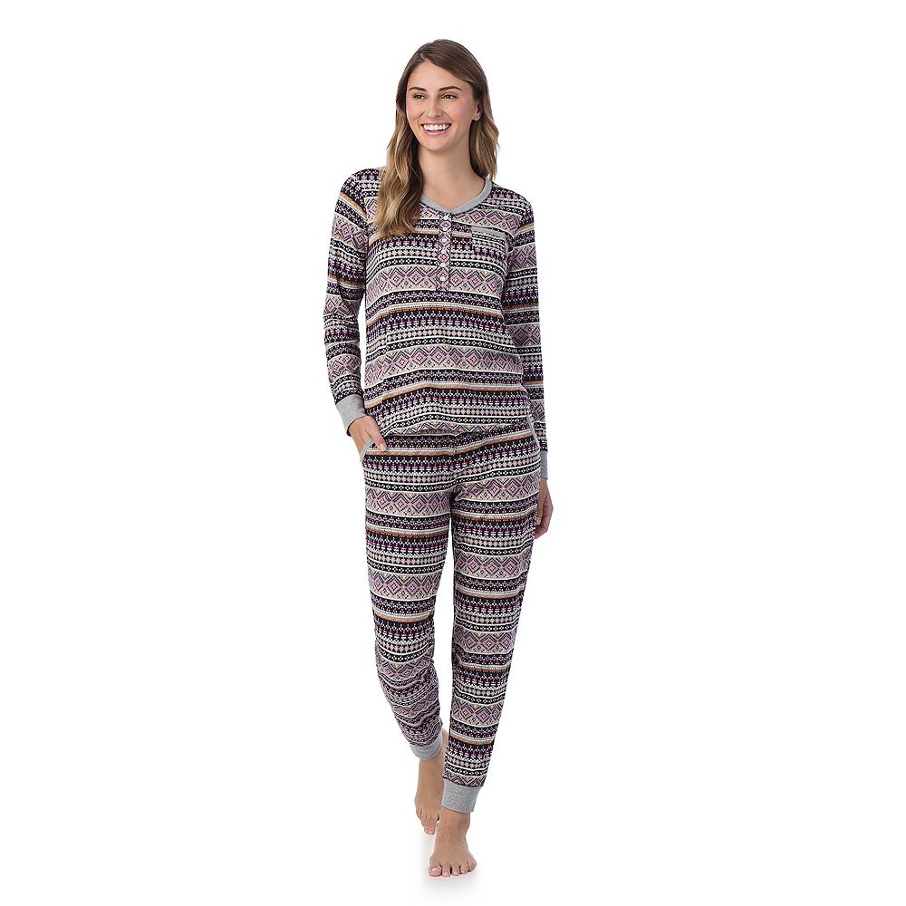 Women's Cuddl Duds® Cozy Long Sleeve Henley Pajama Top and Pajama Pants Set