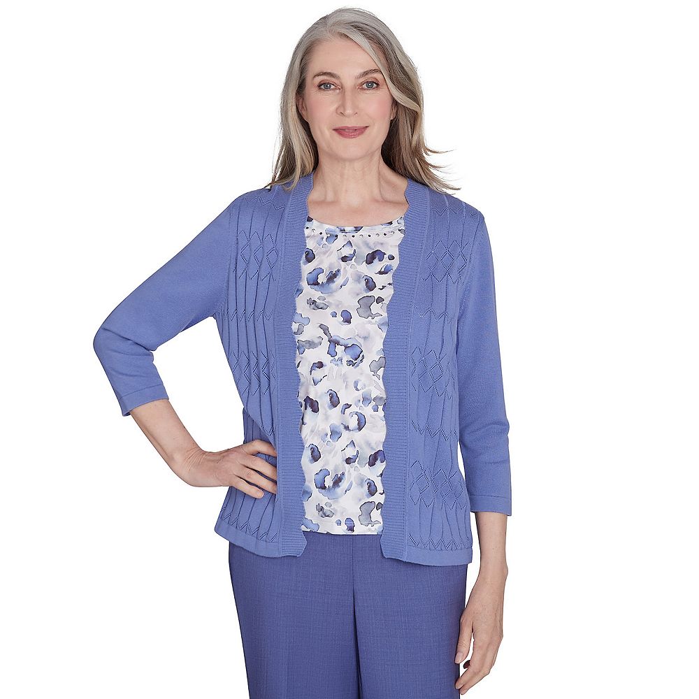 Petite Alfred Dunner Animal Inner Two-in-One Cozy Sleeve Top