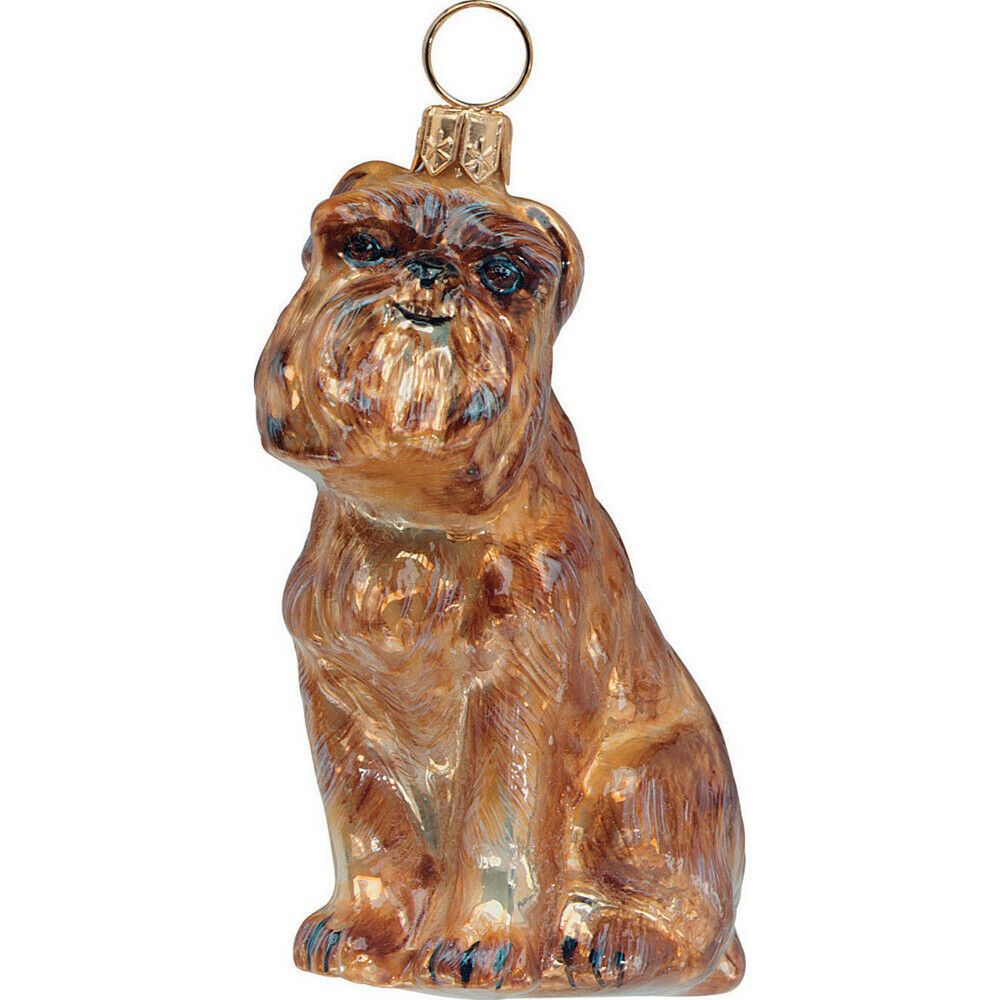 Joy To The World Brussels Griffon Sitting Dog Blown Glass Polish ...