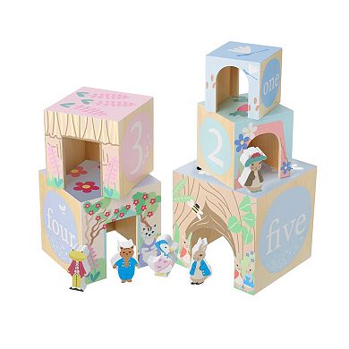 Orange Tree Toys Peter Rabbit 5 Numbered Stack and Play Wooden Cubes