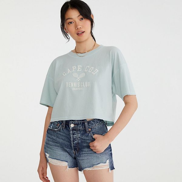 Juniors’ Aeropostale Crop Boyfriend Tee
