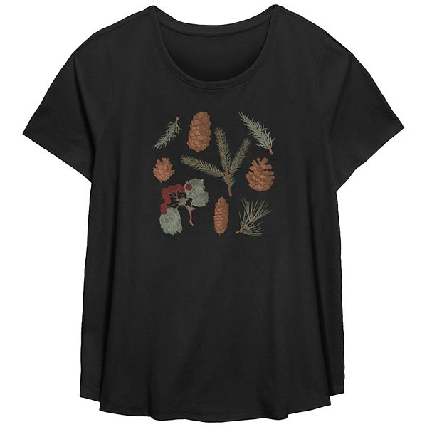 Plus Size Autumn Pinecones Flowy Graphic Tee