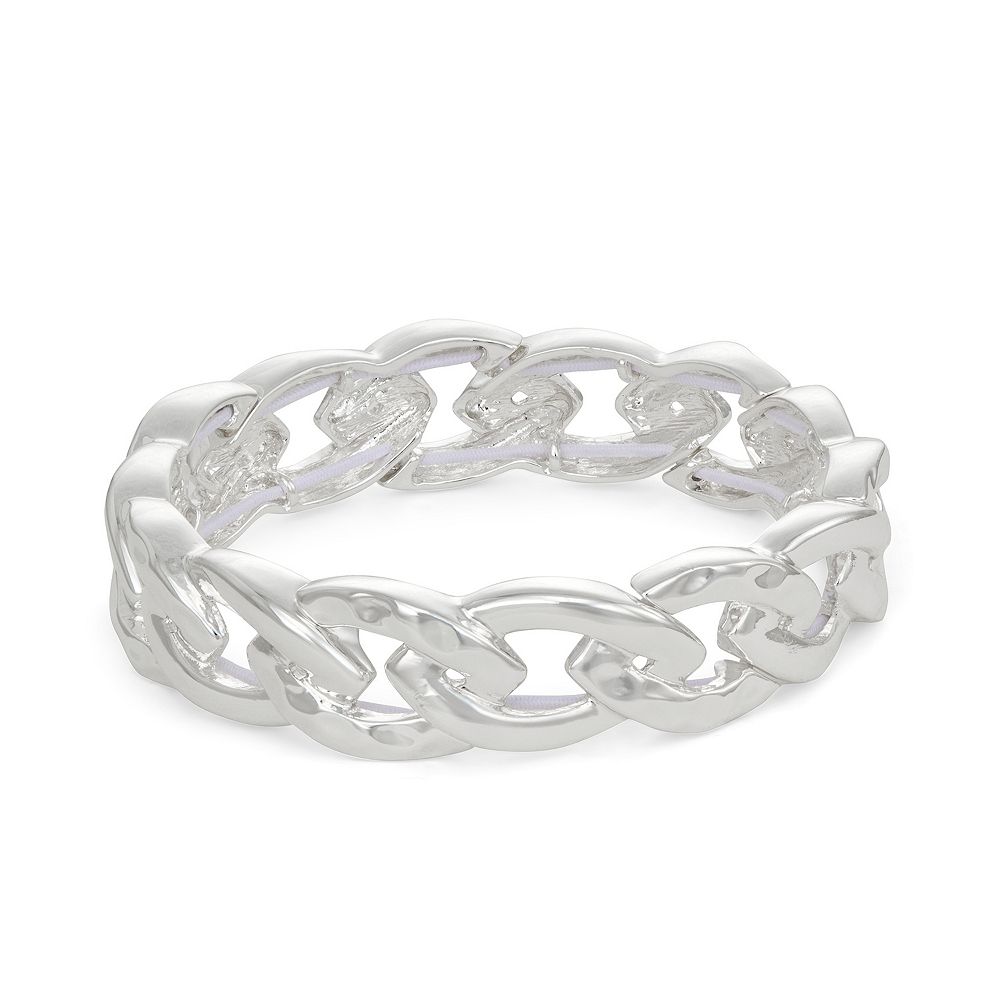 Nine West Silver-Tone Twisted Link Stretch Bracelet