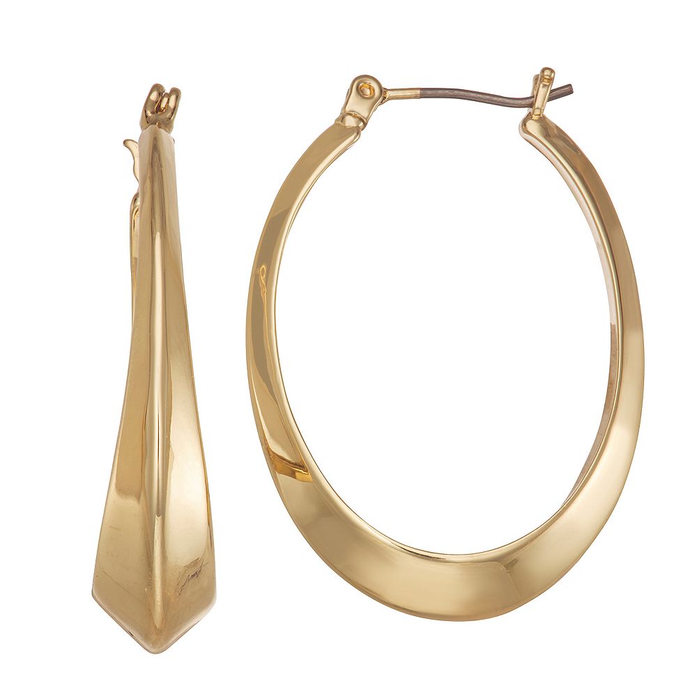 Nine West Gold-Tone 35mm Faceted Clickit Hoop Earrings