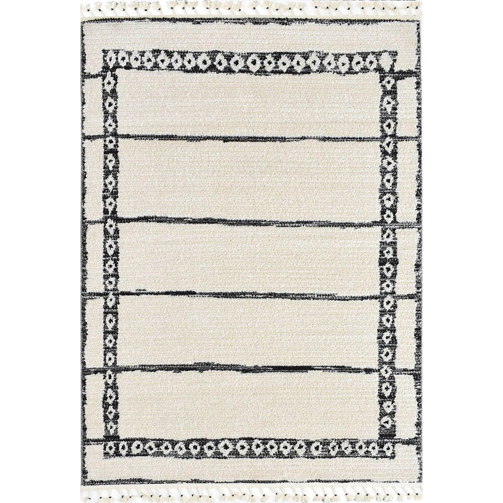 Mason Brooks Ibiza Tasseled Minimal Geo Border Area Rug