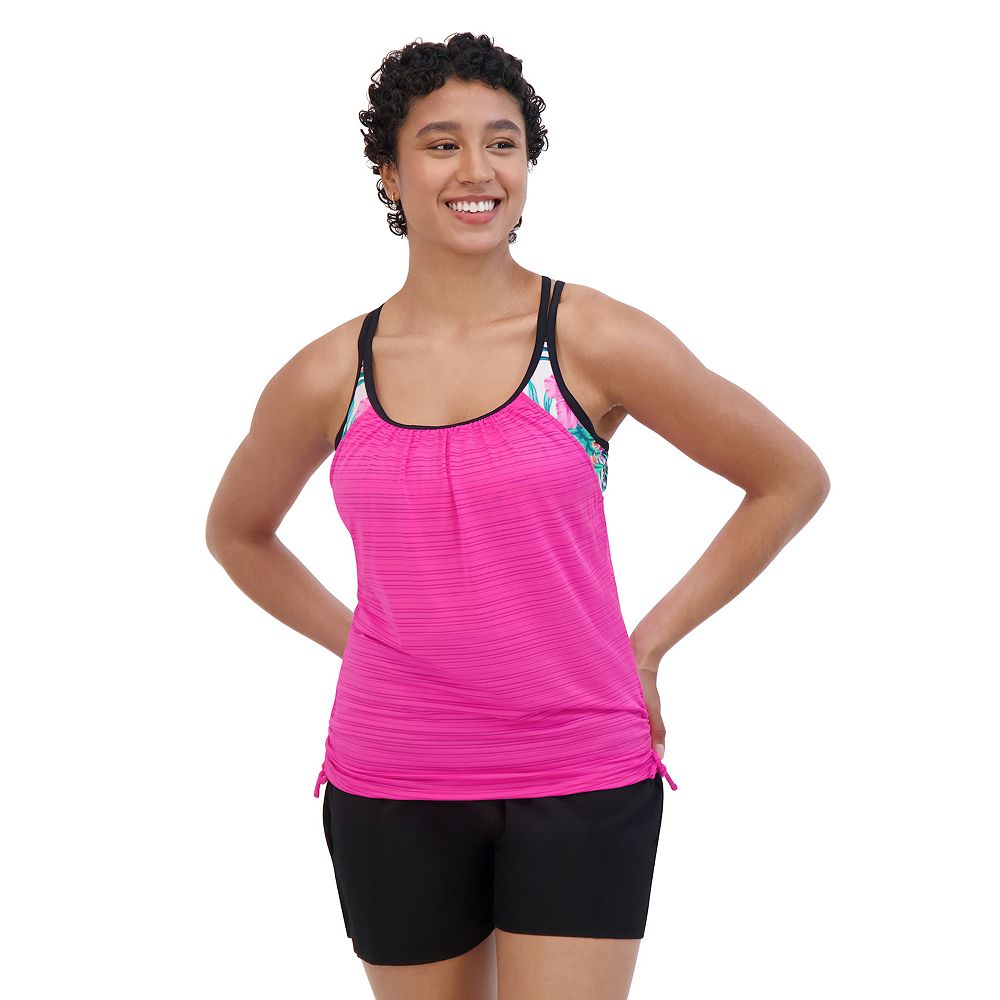 Plus Size ZeroXposur Botany Ruched 2-in-1 Swim Top