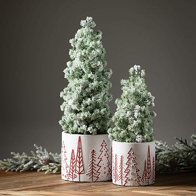 Haven Living 2-pc. Flocked Pine Artificial Christmas Tree Table Decor Set