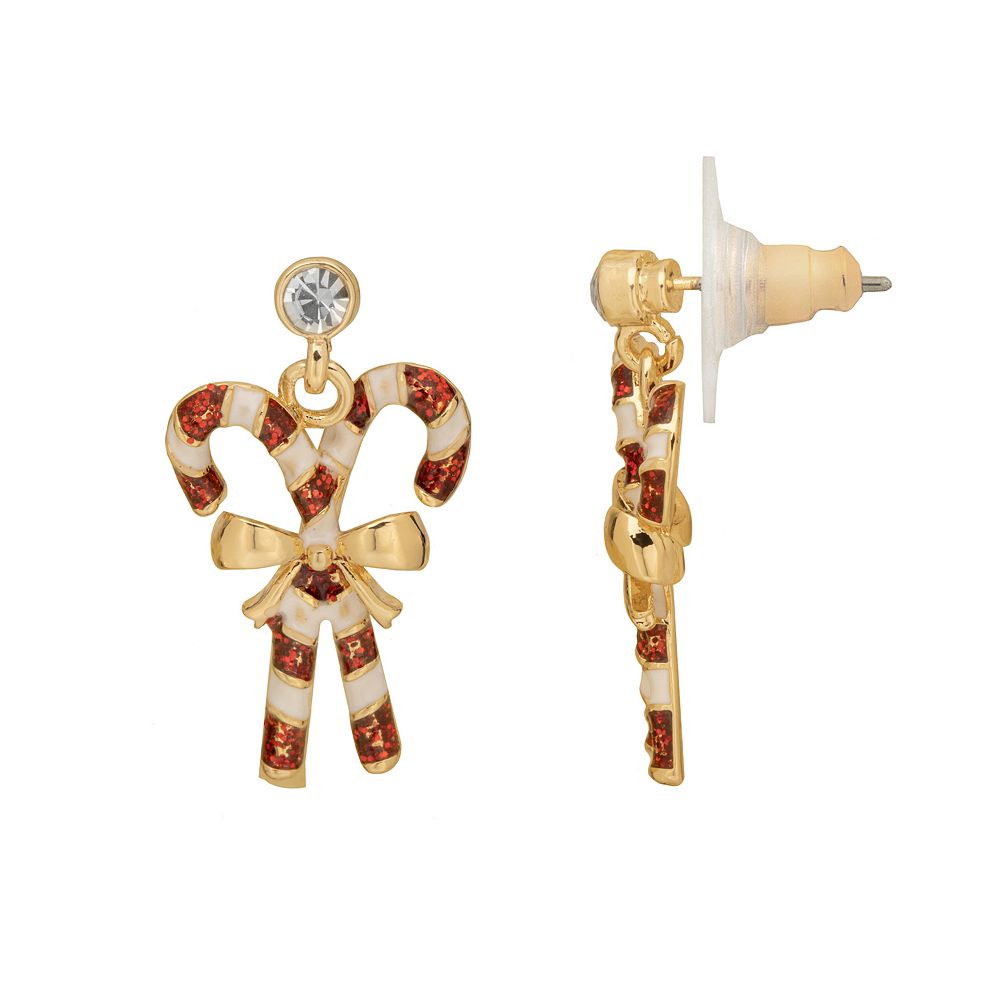 LC Lauren Conrad Gold Tone Candy Cane Drop Earrings
