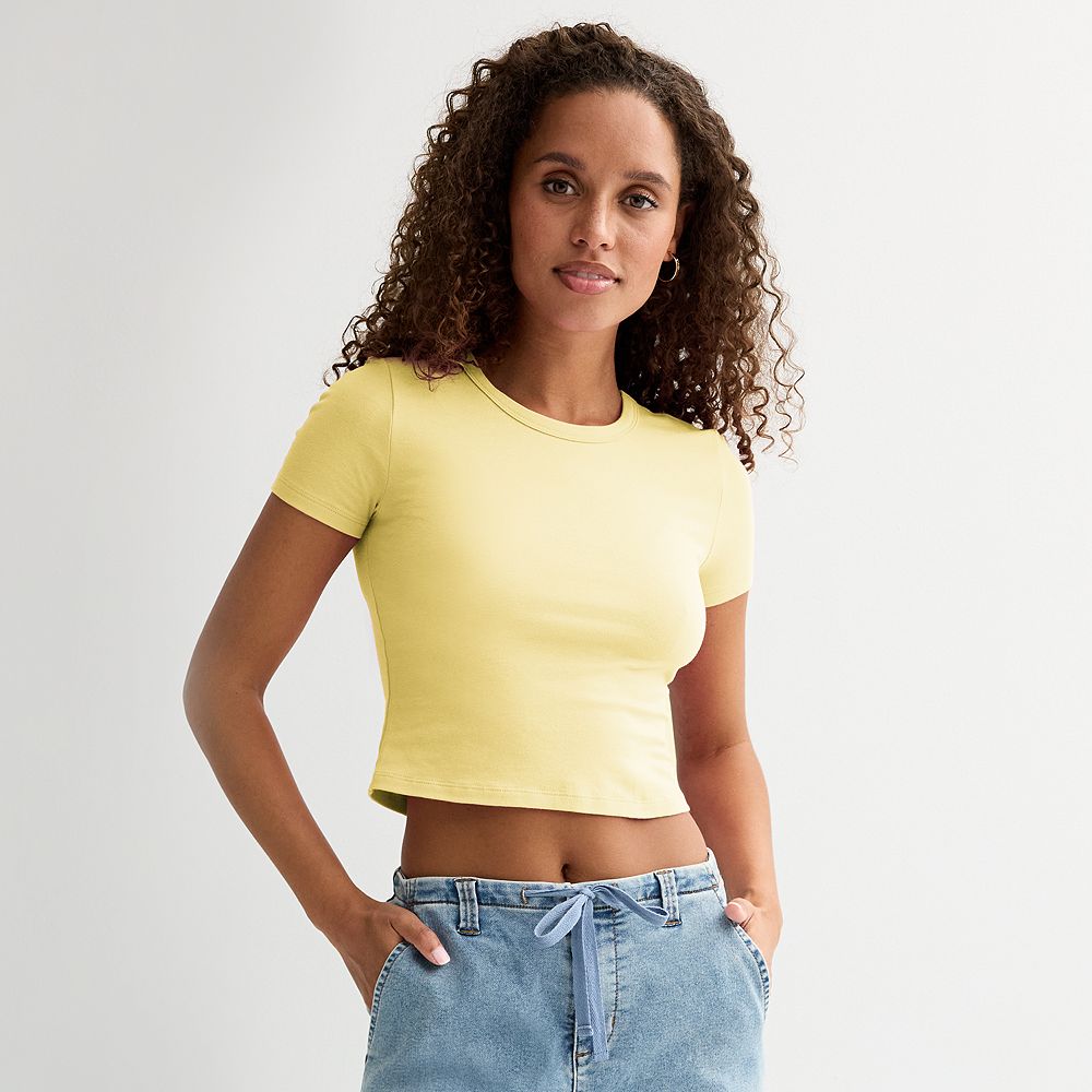Juniors' SO® Cropped Crewneck T-Shirt