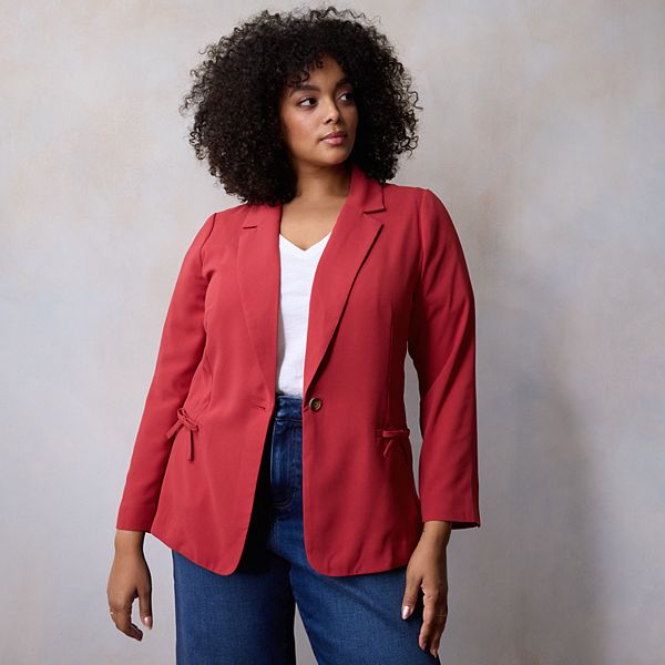 Plus Size LC Lauren Conrad Notch Collar Bow Blazer Plus Size LC Lauren Conrad Notch Collar Bow Blazer