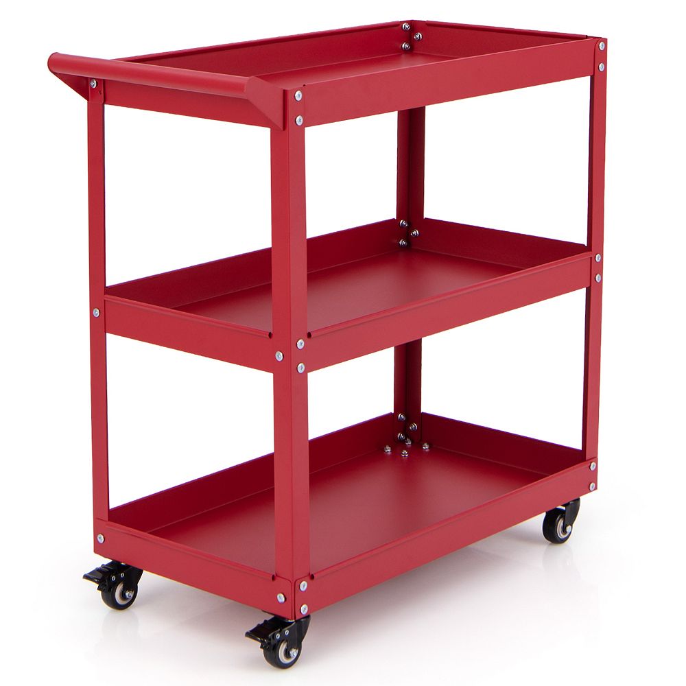 3-tier Rolling Tool Cart With Spacious Shelves 4 Universal Wheels And 2 ...