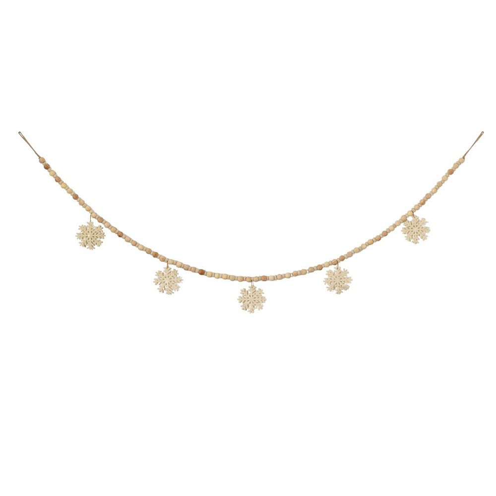 Haven Living 72-in. Wood Beaded Snowflake Christmas Garland Haven Living 72-in. Wood Beaded Snowflake Christmas Garland