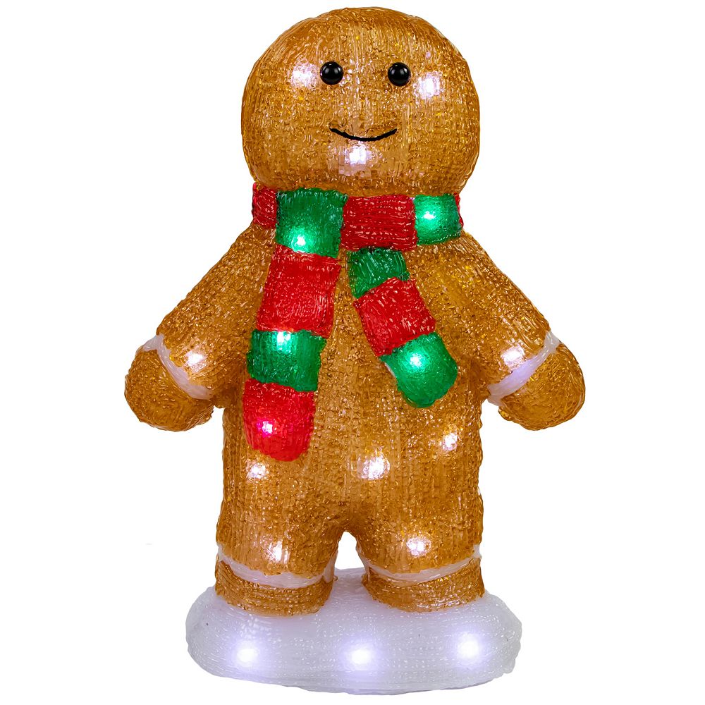 Northlight 14 in. LED Acrylic Gingerbread Man with Scarf Outdoor ...