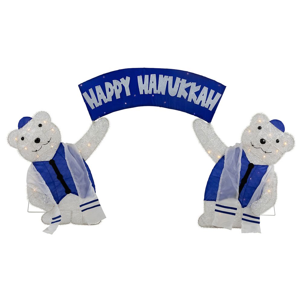 Northlight LED Polar Bear "Happy Hanukkah" Sign Outdoor Decoration
