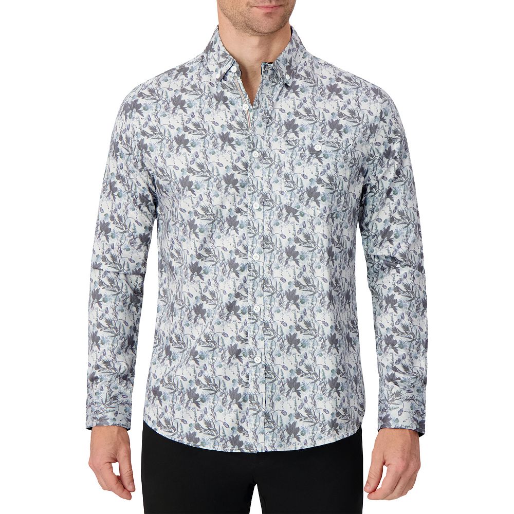 Men's Report Collection Long Sleeve Stretch Modal Plaid Woven Button ...