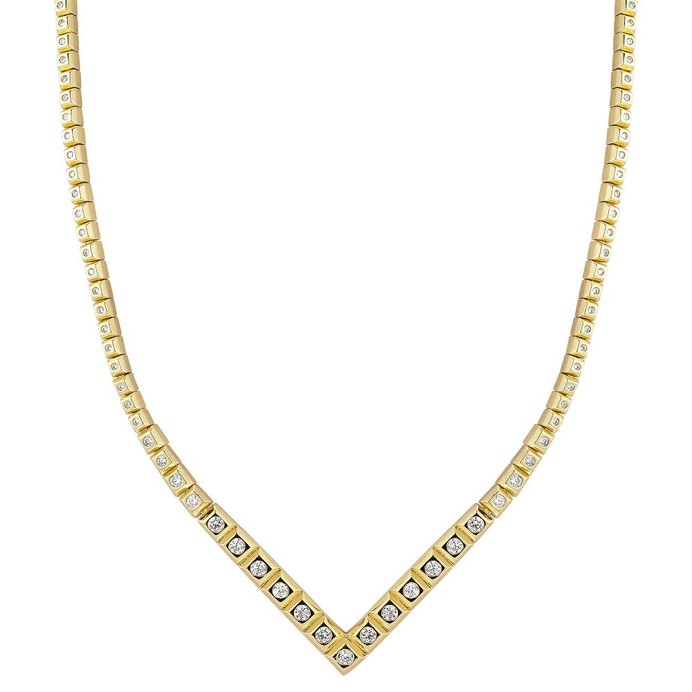 WINX 18k Gold Plated Cubic Zirconia Square V Necklace