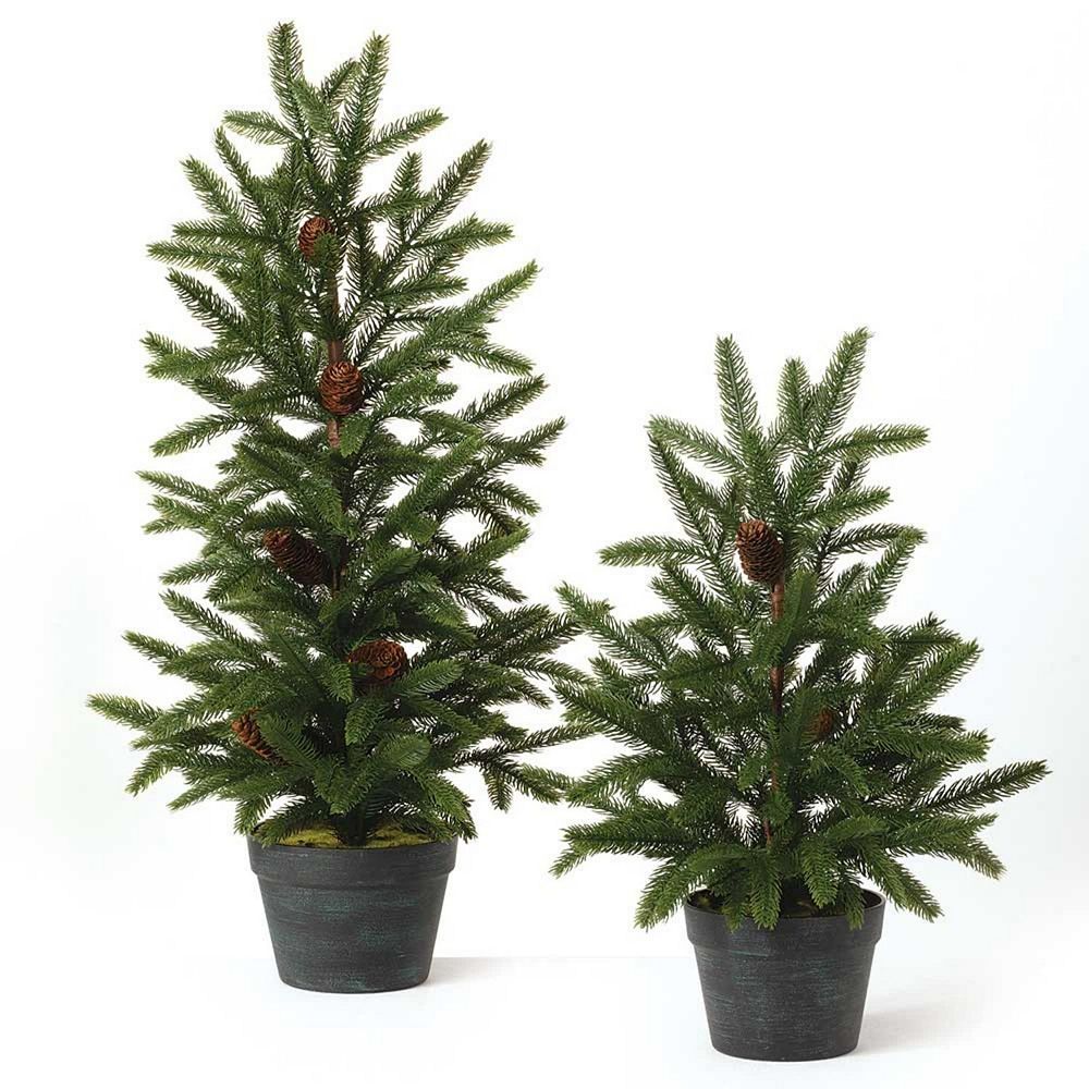 Haven Living 36" & 24" Artificial Pine Tree with Pinecones Set of 2