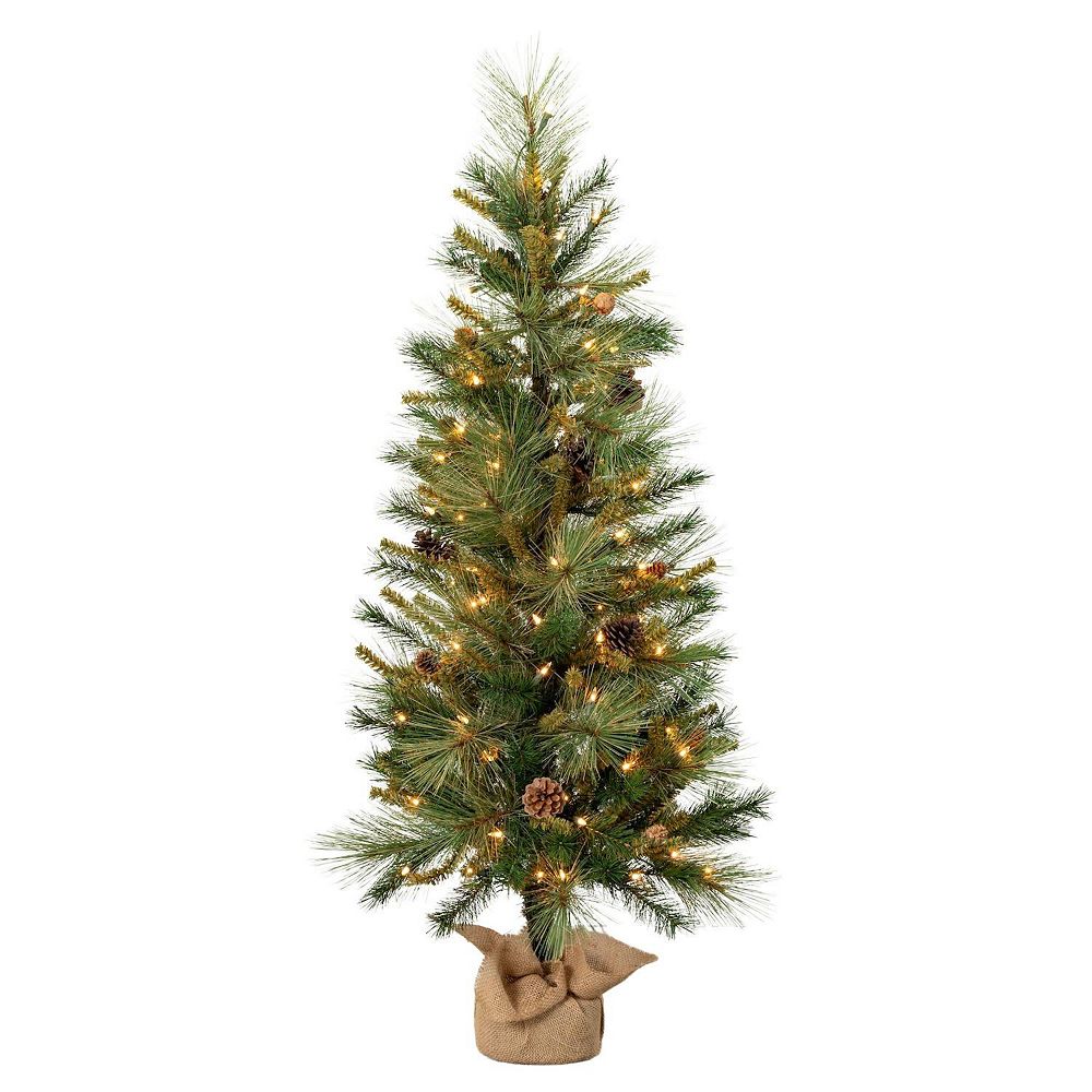Haven Living 4-ft. Pre-Lit Artificial Mixed Pine Tree In Burlap