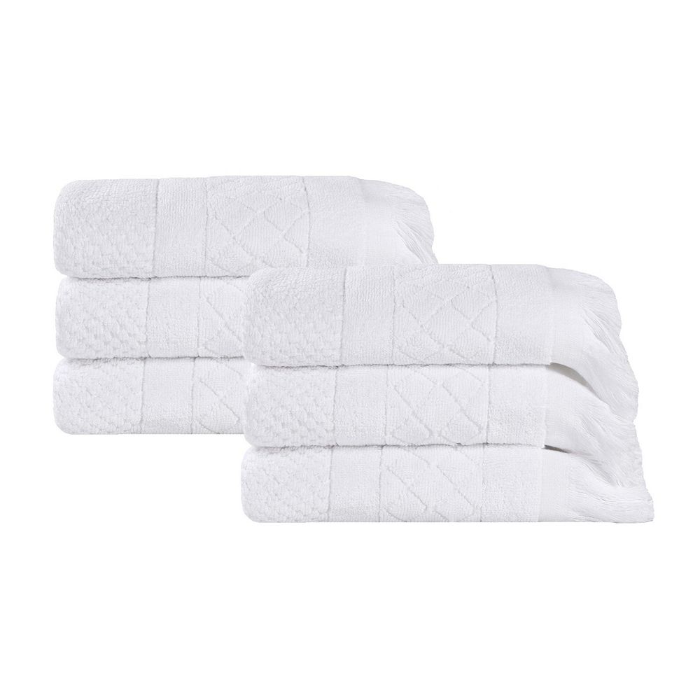 SUPERIOR Rolla Cotton Geometric Jacquard Absorbent Hand Towels 6-Piece Set