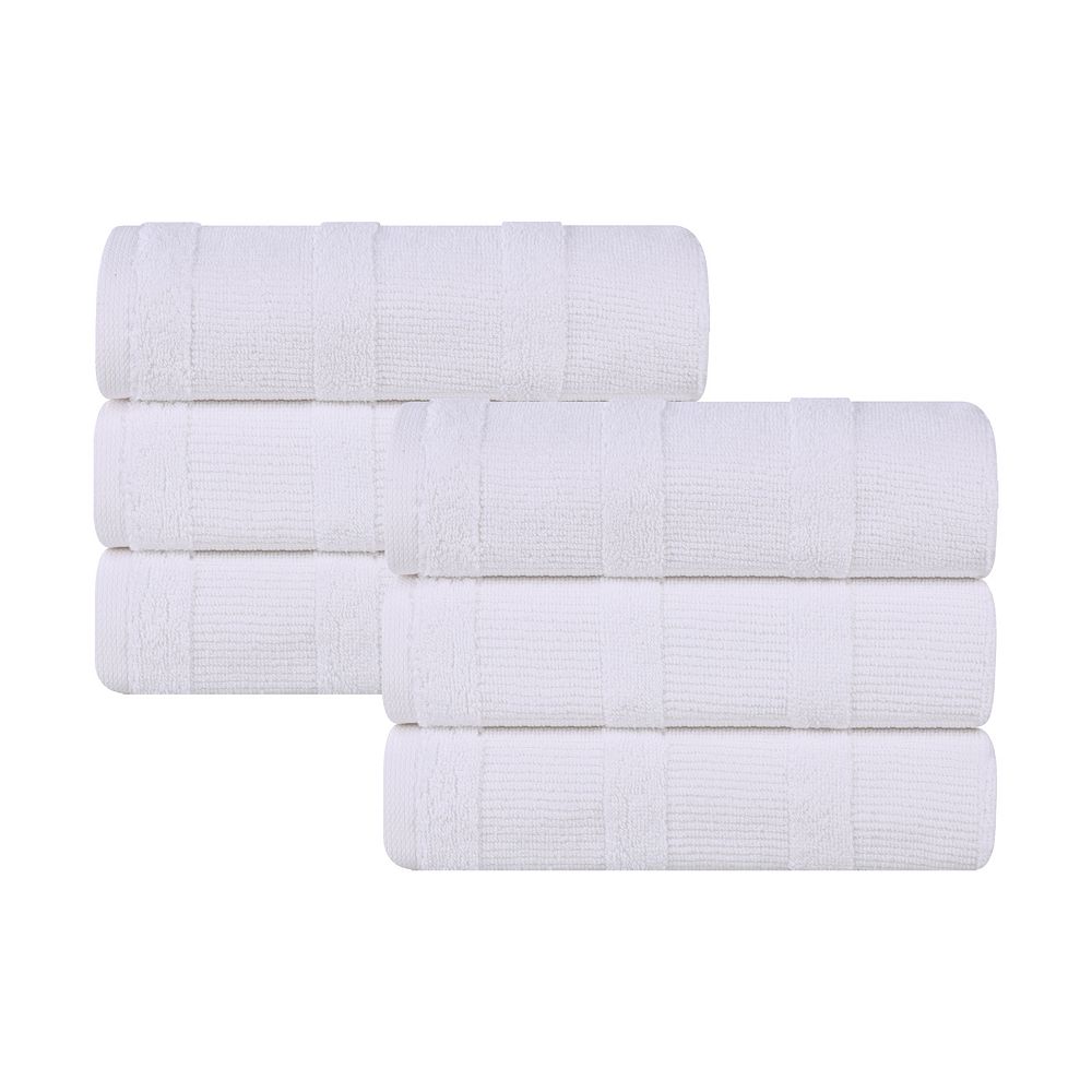 SUPERIOR Ribbed Turkish Cotton Solid Highly-Absorbent Hand Towels 6 ...