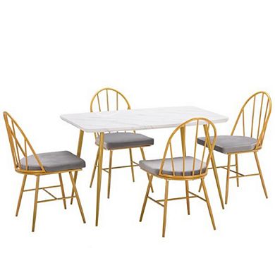 Marble Dining Table with Metal Frame Sleek Design and Solid Support for ...