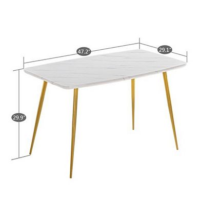 Marble Dining Table with Metal Frame Sleek Design and Solid Support for ...