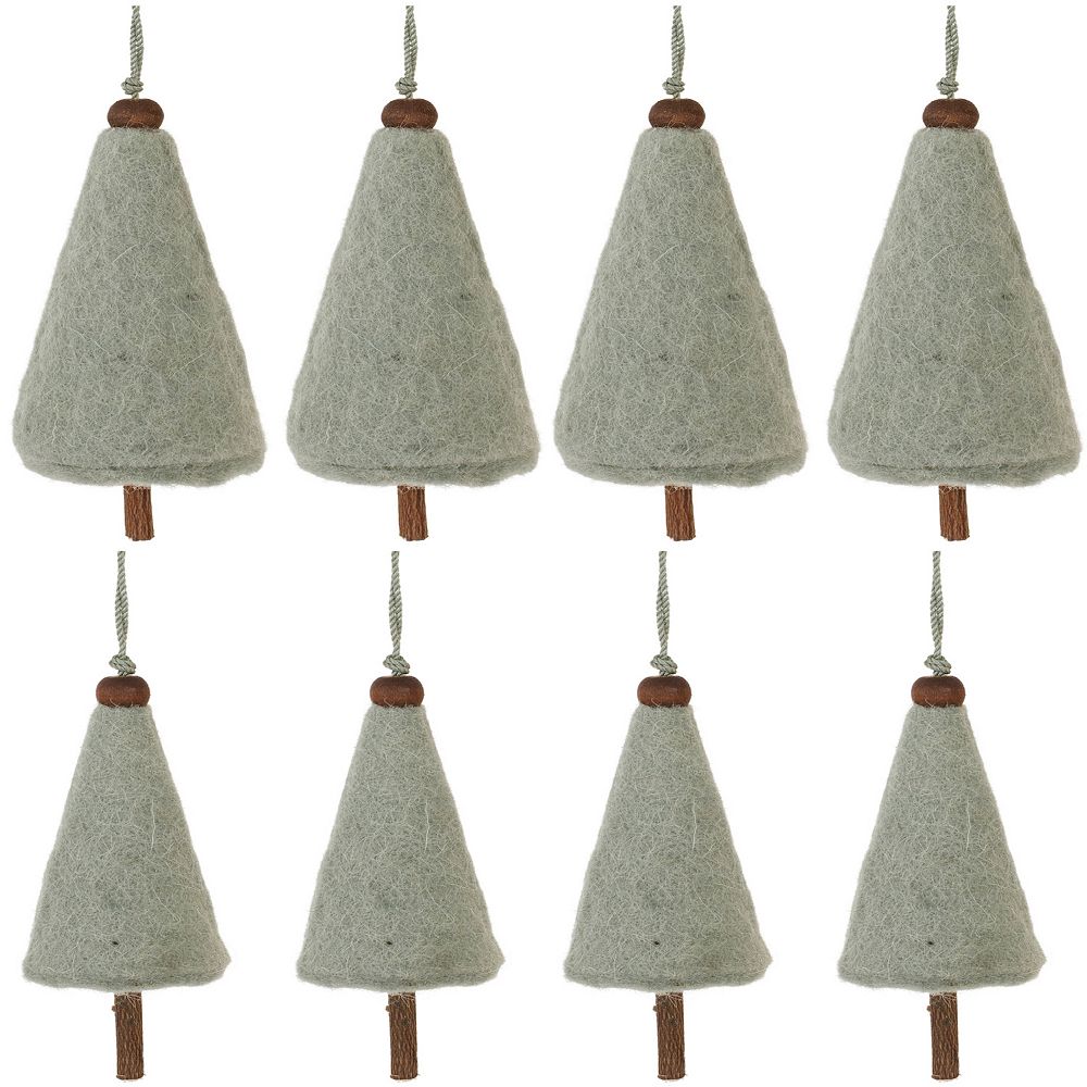 Create Woodland Charm with Sage Green Felt Pine Tree Ornaments (Set Of 8)