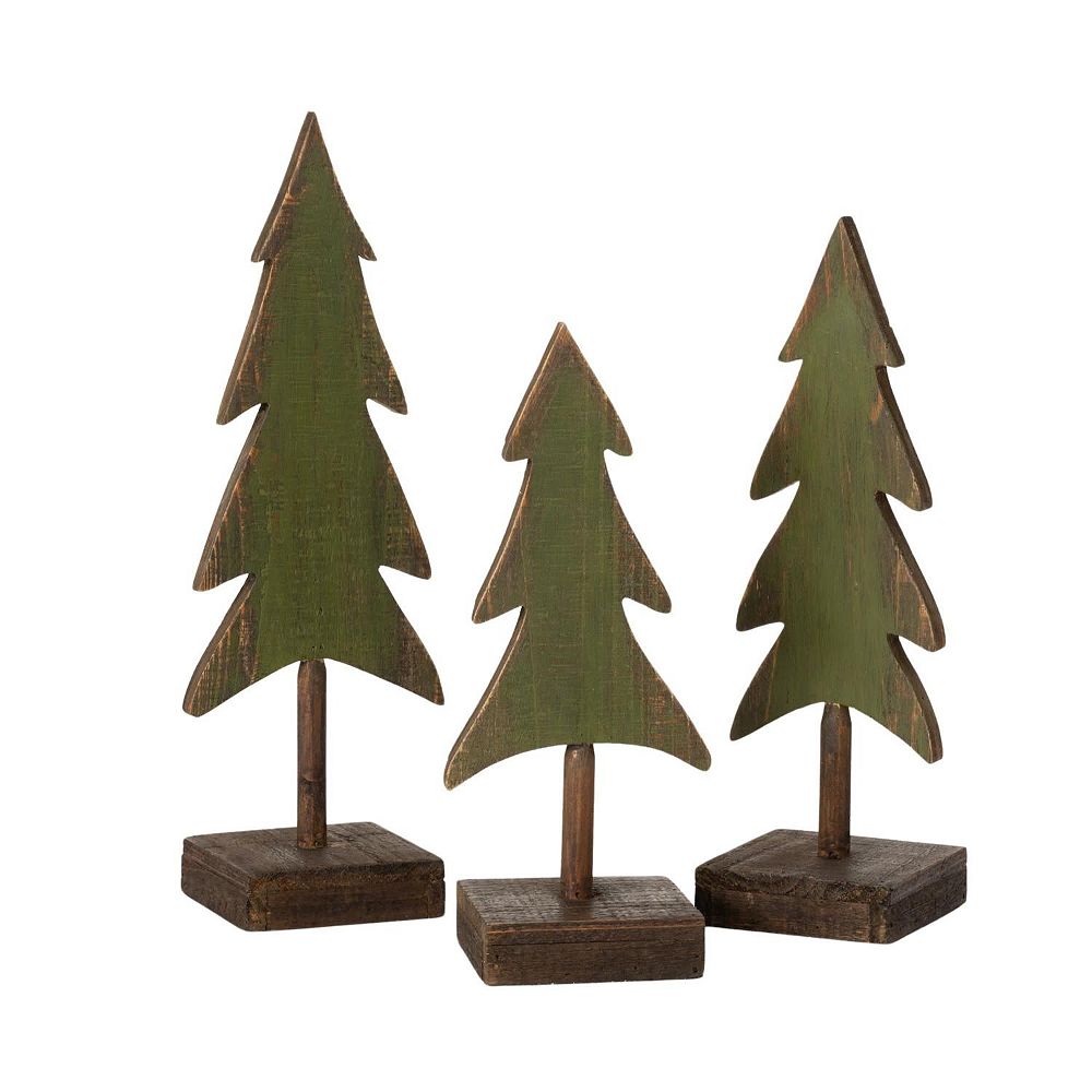 Haven Living 3-pc. 15-in. Evergreen Wood Trees Table Decor Set