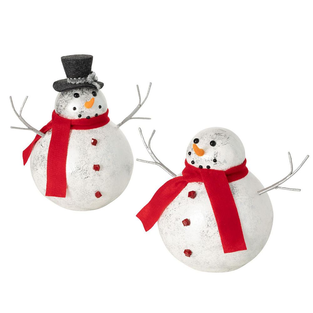 Haven Living 2-Piece Shiny Round Snowman Holiday Table Decor Figures