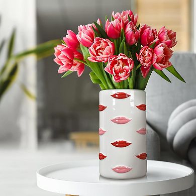 "Pink and Red Lips" Ceramic Vase