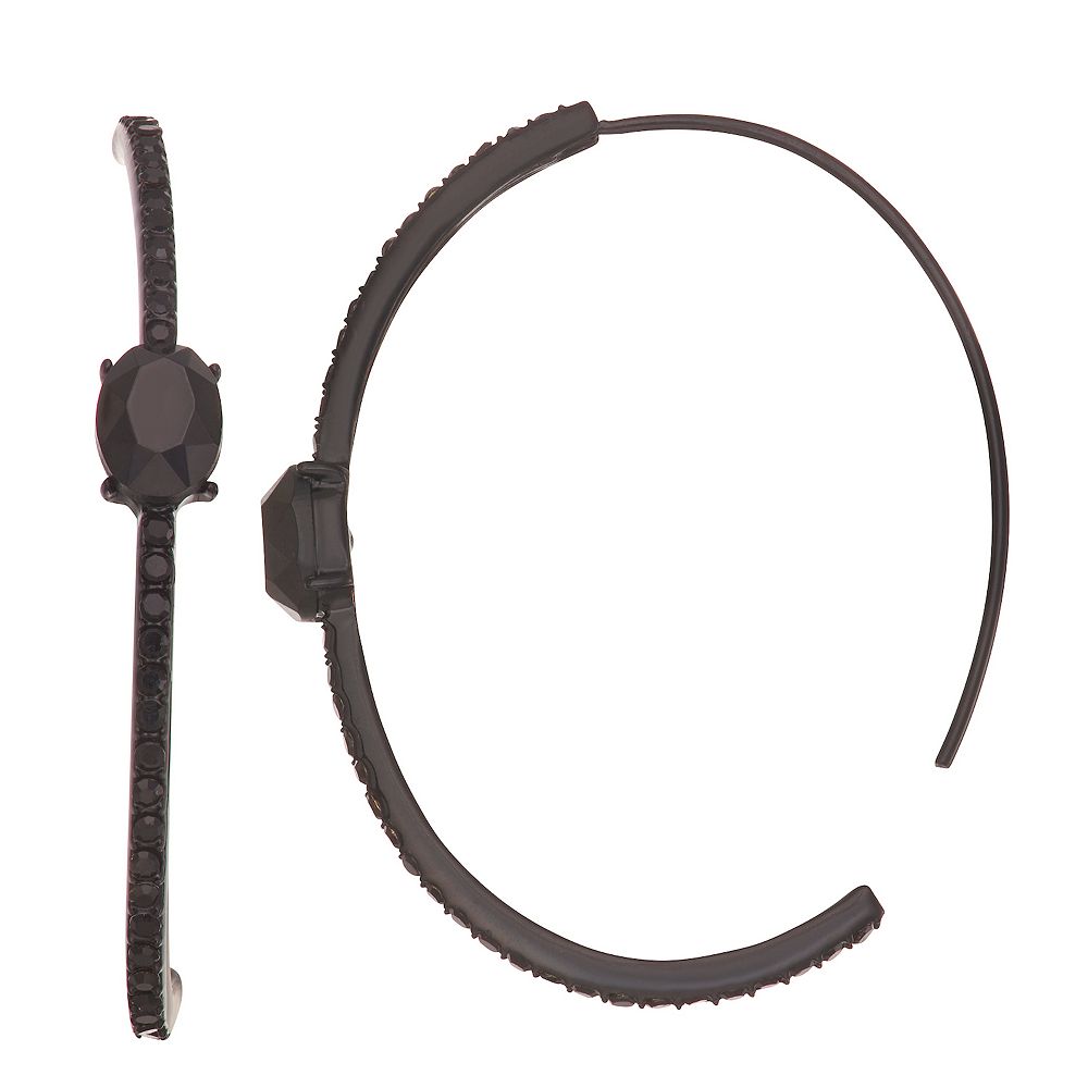 Simply Vera Vera Wang Jet Black Stone Wire Hoop Earrings