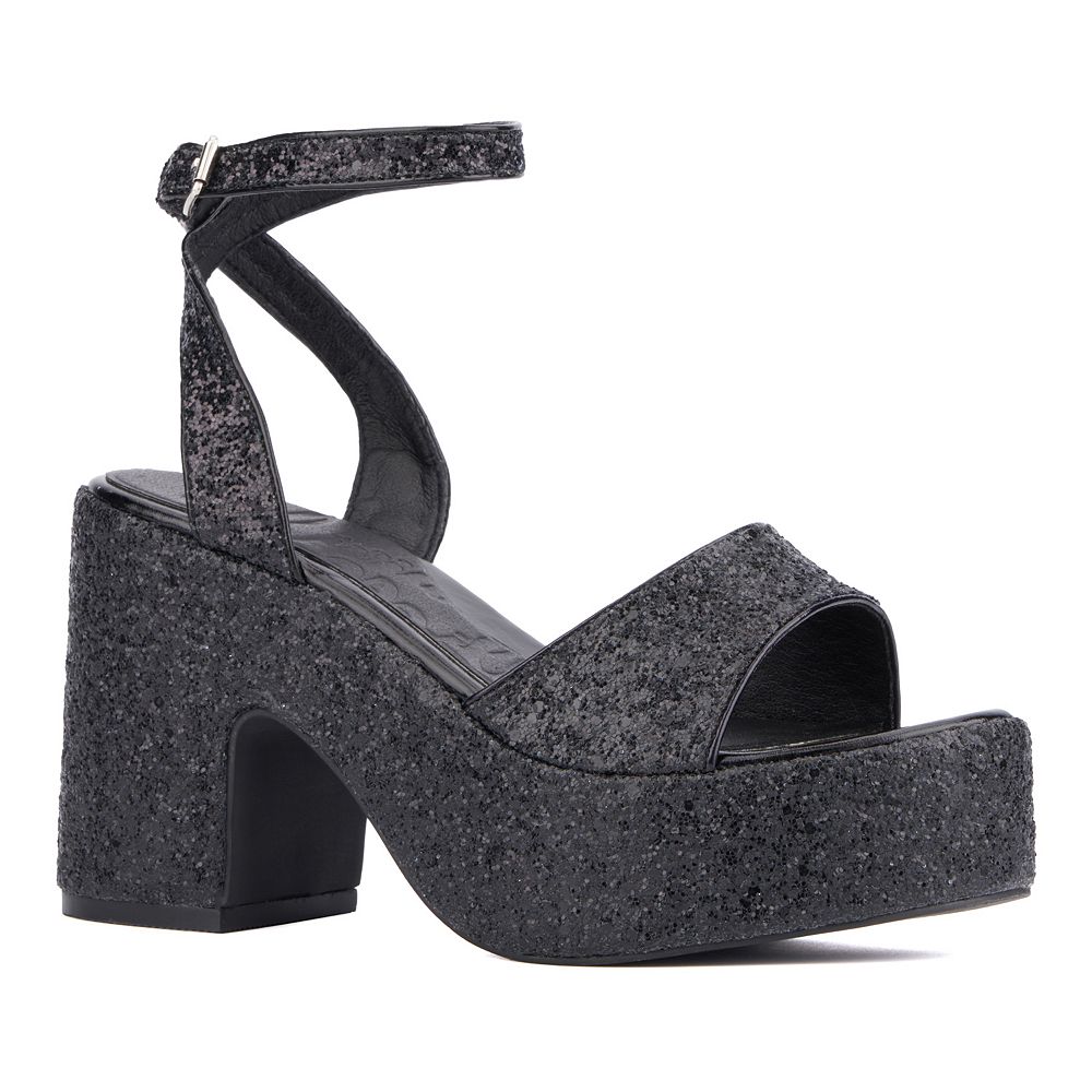 Olivia Miller Capricorn Women's Glittery Block Platform Sandals
