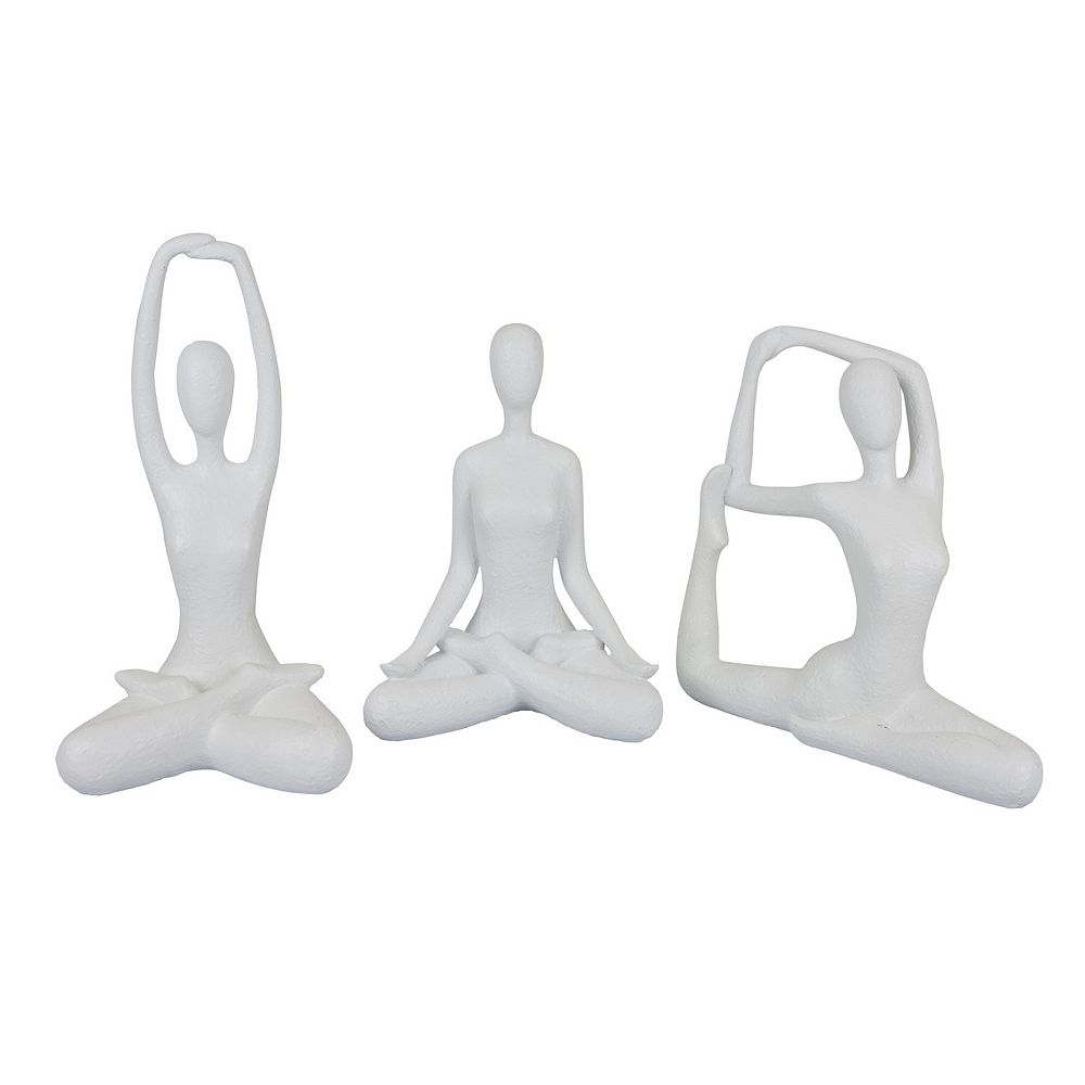 White Yoga Figurines 3 Piece Table Decor