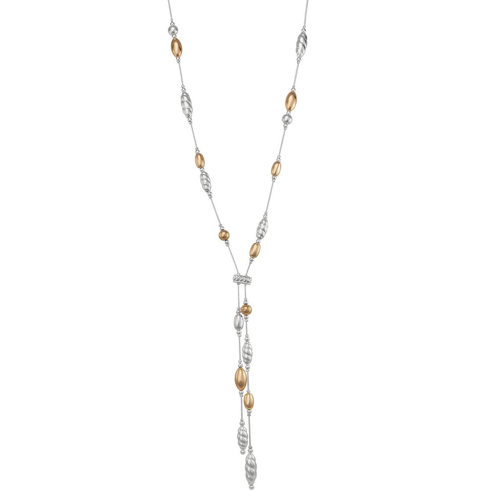 Napier Two Tone Beaded Y Necklace