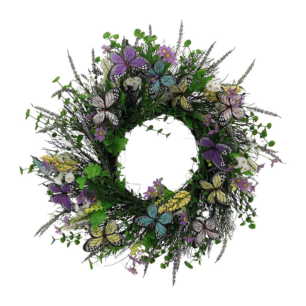 Celebrate Together Easter Butterfly Spring Florals Wreath
