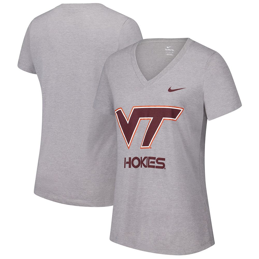 Women's Nike Gray Virginia Tech Hokies Script Over Logo Tri-Blend V ...