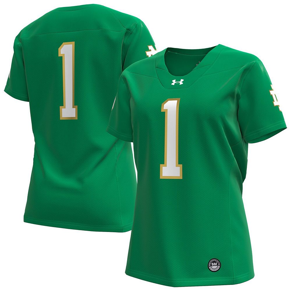 Women's Under Armour #1 Kelly Green Notre Dame Fighting Irish Replica ...
