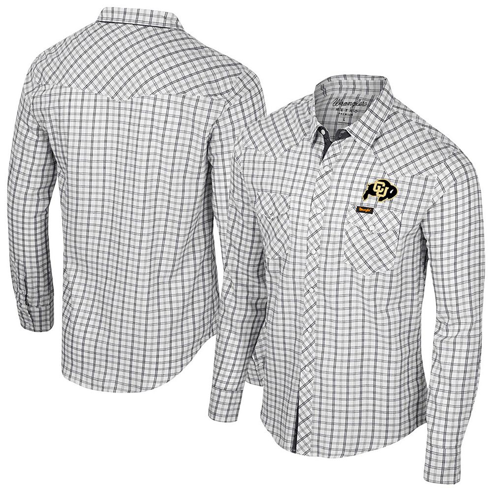 Men's Colosseum x Wrangler White Colorado Buffaloes Plaid Window Pane ...