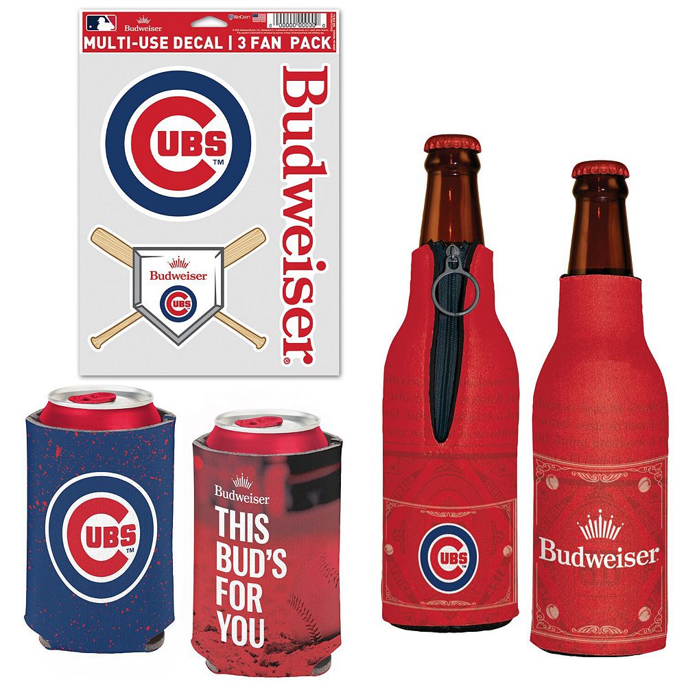 WinCraft Chicago Cubs MLB x Budweiser Can Cooler, Bottle Cooler & Decal ...