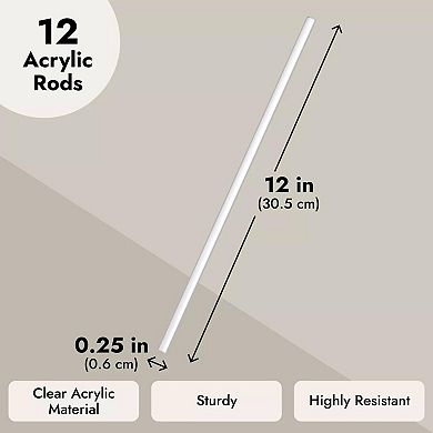 Clear Acrylic Sticks Plastic Dowel Rods Diy Crafts 12 Pcs