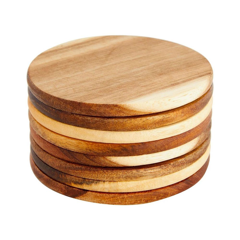 4" Acacia Wood Coasters 8 Pcs