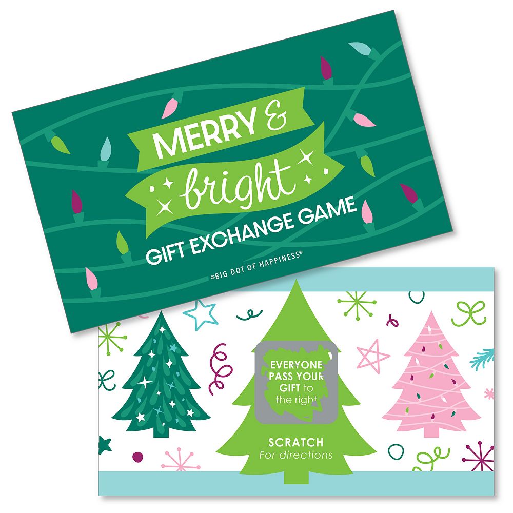 Big Dot Of Happiness Merry And Bright Trees - Gift Exchange Game ...