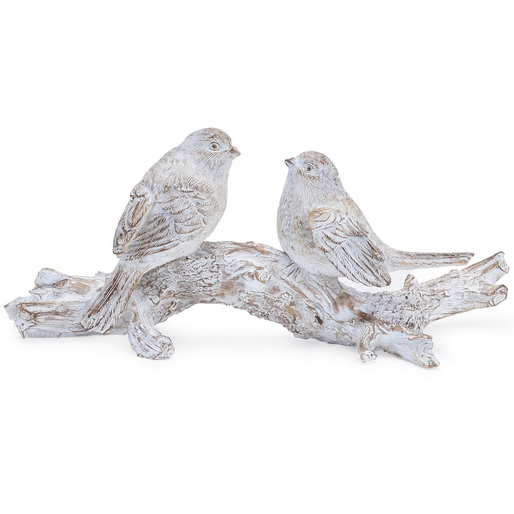 Spring Home Decor Accent Distressed Bird Statue on Branch