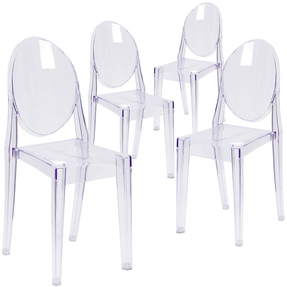 Emma And Oliver 4 Pack Ghost Side Chair